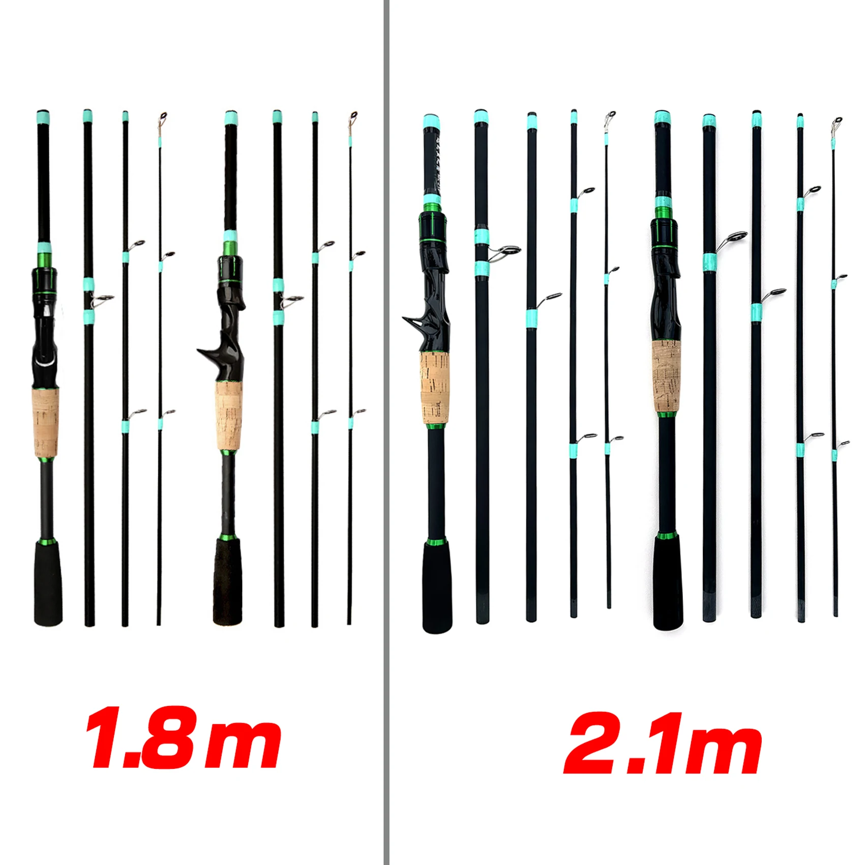 GHOTDA 1.8m/2.1m Ultralight Carbon Travel Fishing Rod – 4/5 Sections ...