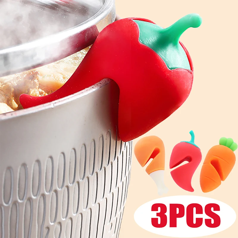 3Pcs-Silicone-Pot-Lid-Anti-spill-Rack-Heat-resistant-Anti-Overflow ...