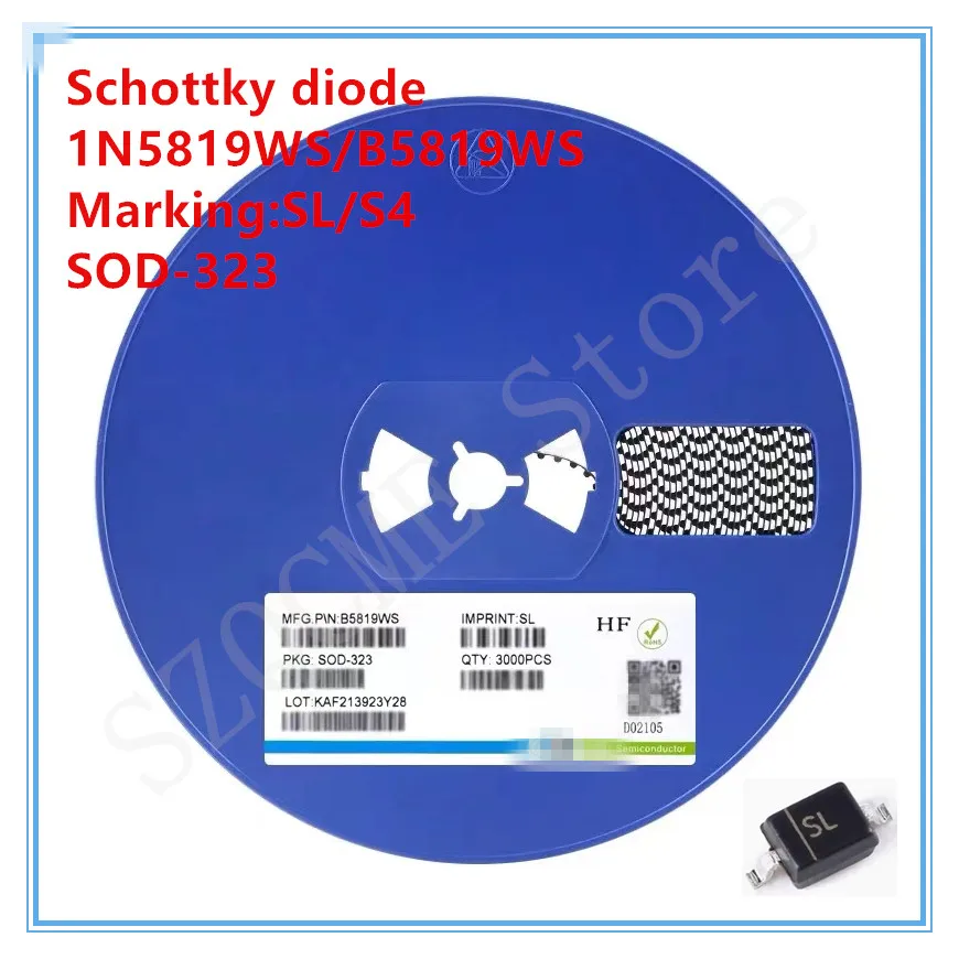 3000PCS-Reel-1N5819WS-B5819WS-1N5819-Marking-SL-S4-1A-40V-Schottky ...