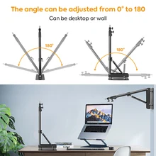 Synzzu 54"/137cm Black Wall Mount Triangular Boom 180° Flexible Swivel ...