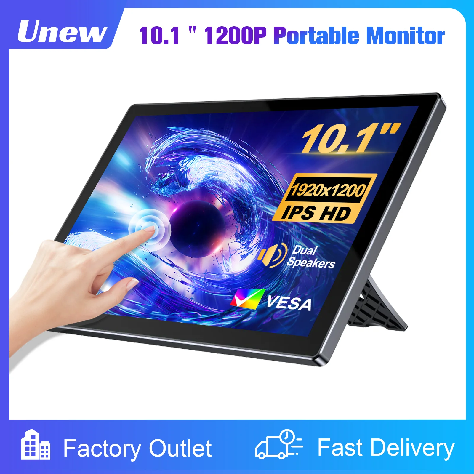10.1 inch Touch Portable Monitor 1920x1200 Screen IPS LCD 5-point ...