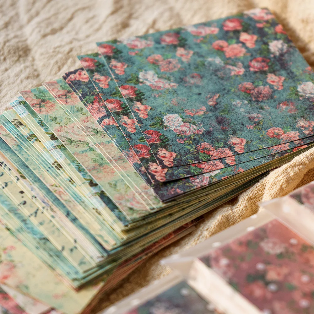 60 Sheet Shabby Flower Texture Craft Paper Junk Journal Ephemera ...