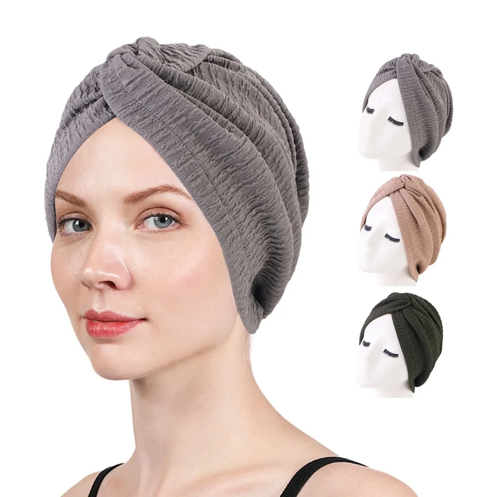 New Muslim Women Cross Ruffle Chemo Inner Caps Indian Twist Knot ...