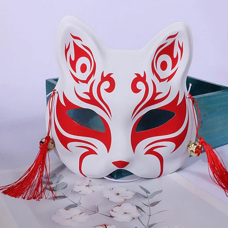 Foxes-Mask-Cosplay-Rave-Hand-Painted-Anime-Demon-Half-Face-Cat-Masks ...