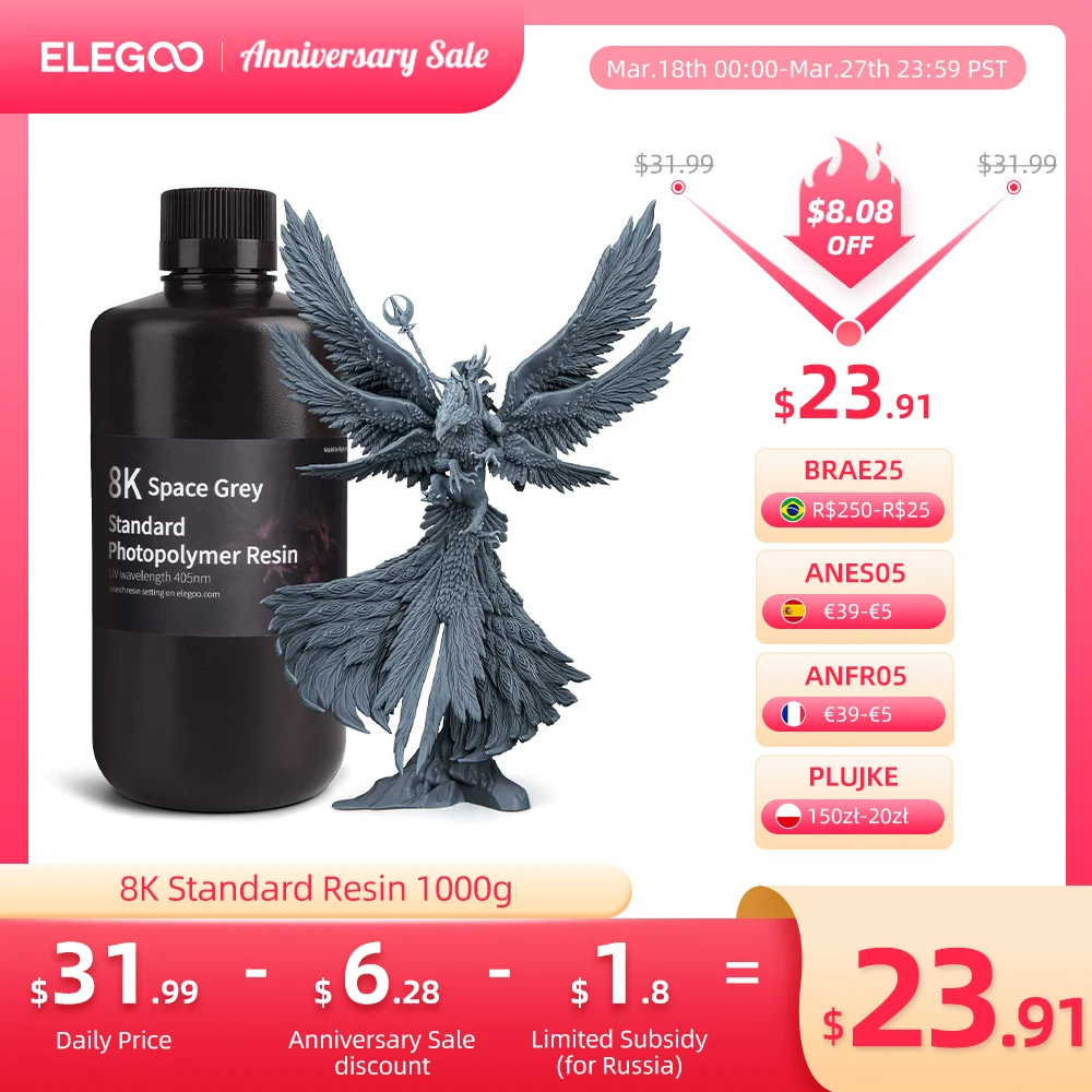 ELEGOO-8K-3D-Printer-Resin-405nm-Standard-Photopolymer-Resin-UV-Curing ...