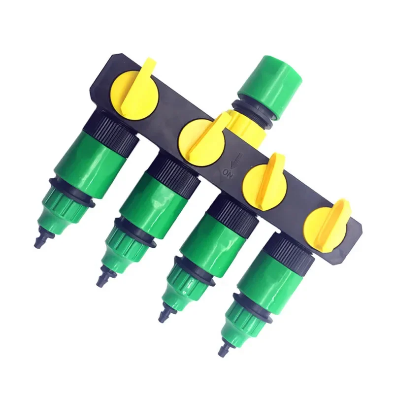 1 Set (6 Pcs) Home Garden Irrigation Drip Timer Pipe Splitter 4 Way Tap ...