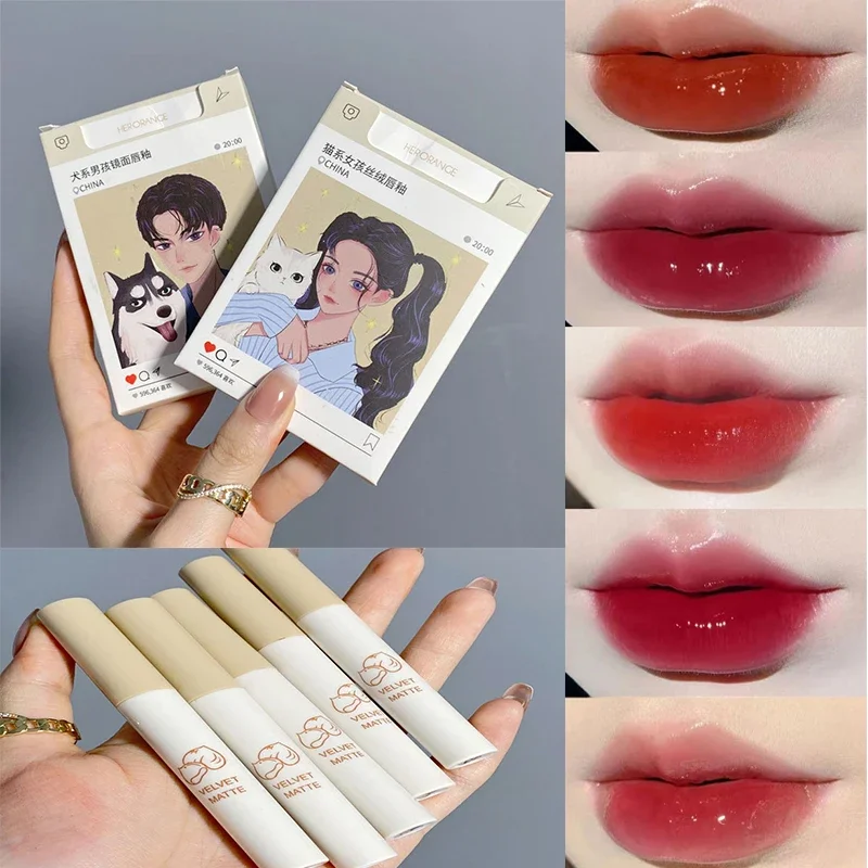5Pcs-Cigarette-Lip-Gloss-Set-Matte-Red-Tint-for-Lips-Makeup-Long ...
