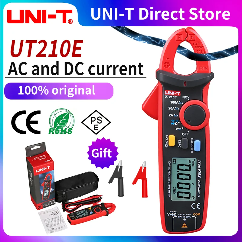UNI T UT210A/B/C/D/E Mini Clamp Meter Digital True RMS AC/DC Current ...