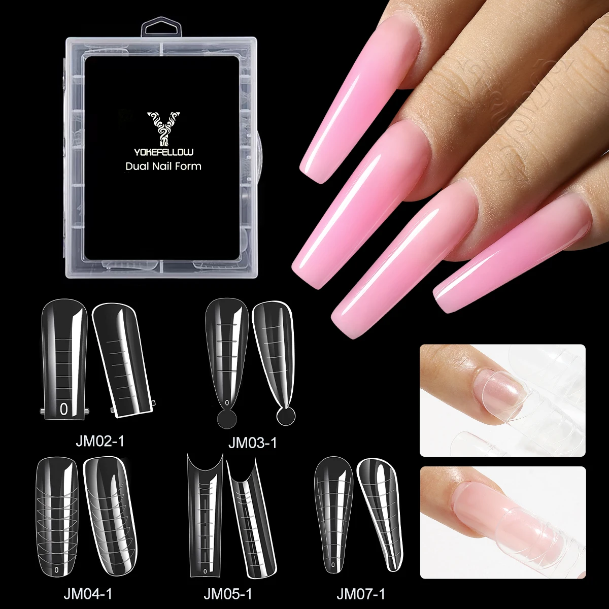 120-Pcs-Box-Clear-Dual-Forms-Quick-Building-Nail-Extension-Mold-Acrylic ...