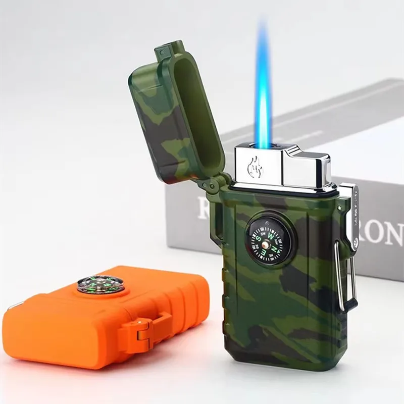 Outdoor-Waterproof-Lighter-with-Lanyard-Portable-Blue-Flame-Jet-Lighter ...