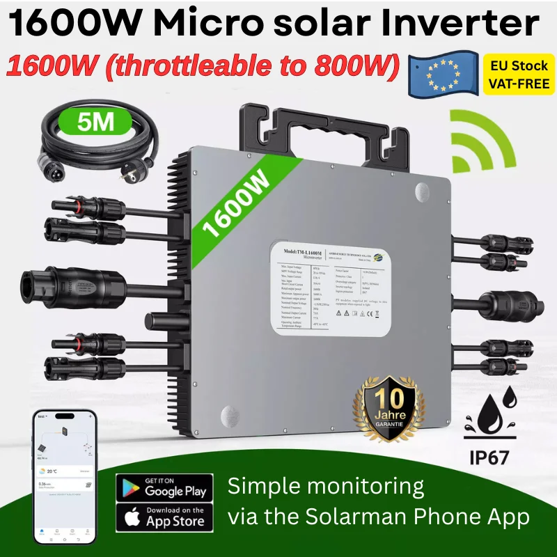 1600W Solar Micro Inverter, 4 MPPT, Pure Sine Wave, Grid Tie, IP67 ...