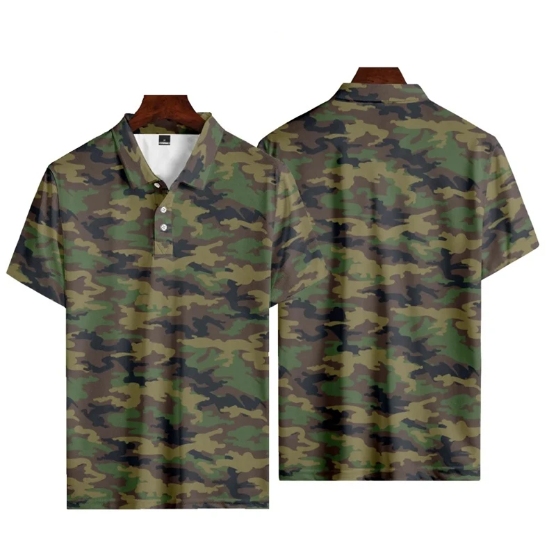 Casual Camo 3D Printed Polo Shirts For Men Clothes Veteran Streetwear ...