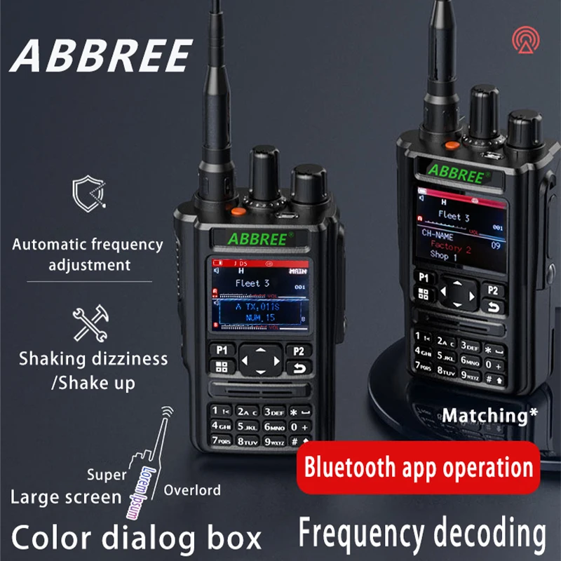 ABBREE walkie talkie AR 869 con GPS, Radio bidireccional, con programa Bluetooth, banda completa ...