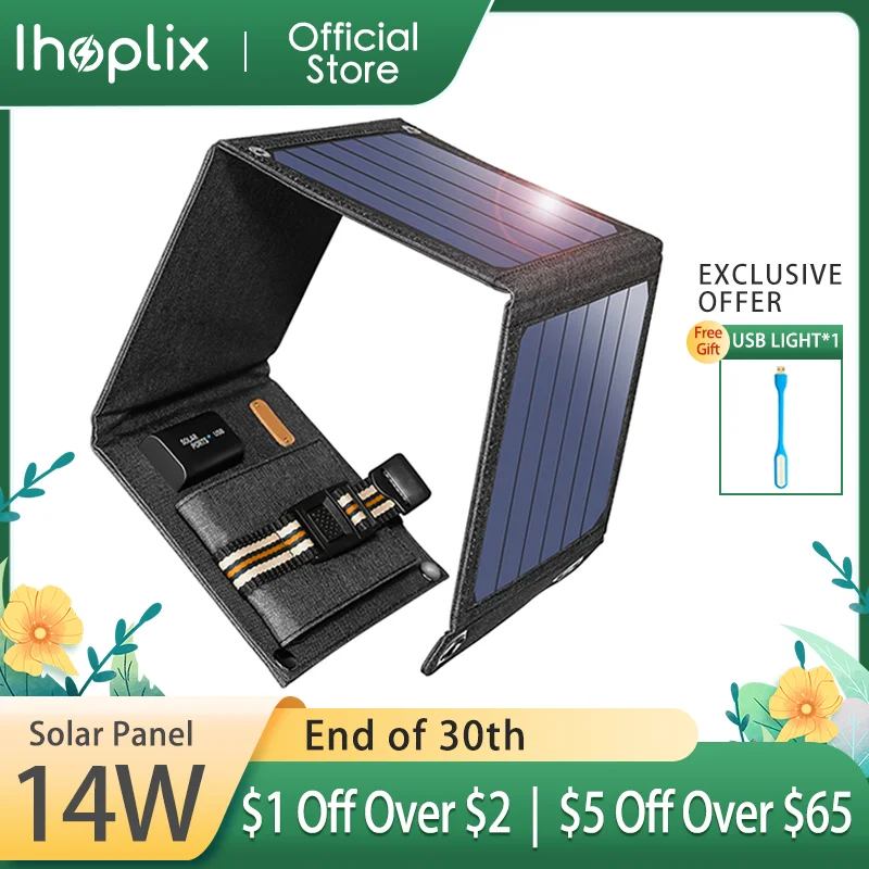 Ihoplix Solar Folding Charger 14w Usb Output Devices Portable ...