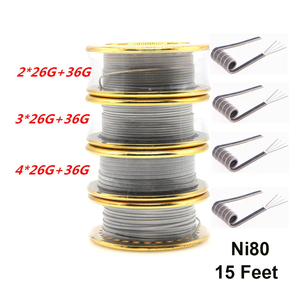 Ni80 Wire Clapton Fused Double Triple Four Core Heating Coil Jig 26G 15 Feet for RDA RBA ...