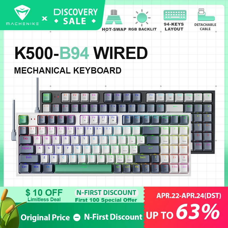 Machenike K500 mekanik klavye kablolu oyun klavyesi Mac Windows ...