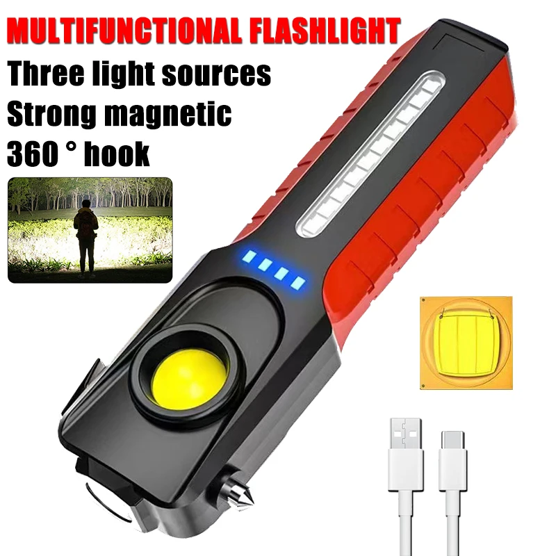 Multifunctional Super Bright LED Flashlight With Side Light USB ...