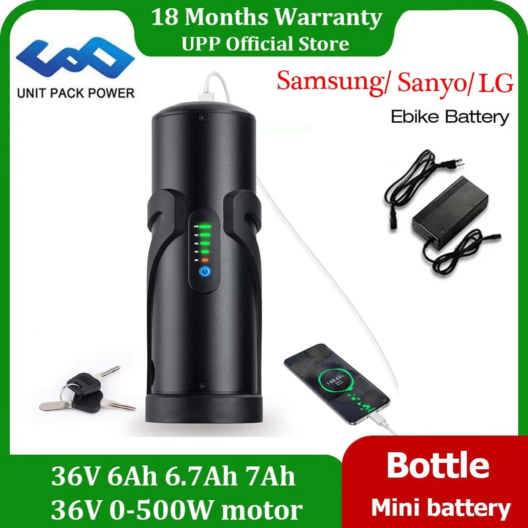 36v 7ah 6ah Mini Bottle Ebike Battery With 18650 Samsung/sanyo/lg Cell ...