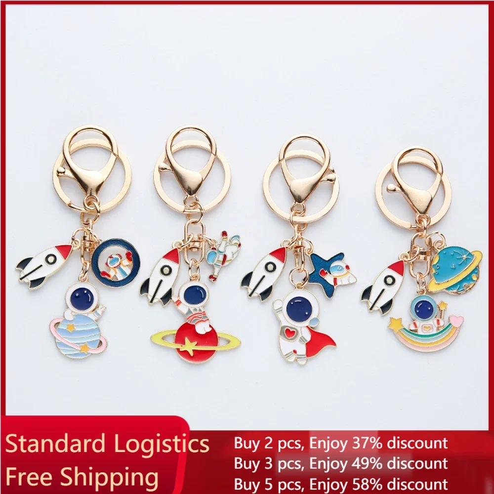 Cartoon-Astronaut-Saturn-Rocket-Keychain-Creative-Space-Charms-Pendants ...