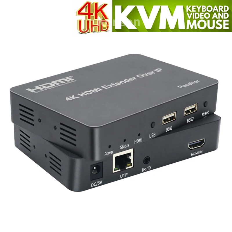IP를 통한 HDMI KVM 익스텐더, Cat5/Cat6 이더넷 to 150m HDMI USB 익스텐더, 네트워크 스위치, 1 TX to 다수 RX 지원, 4K 30Hz ...