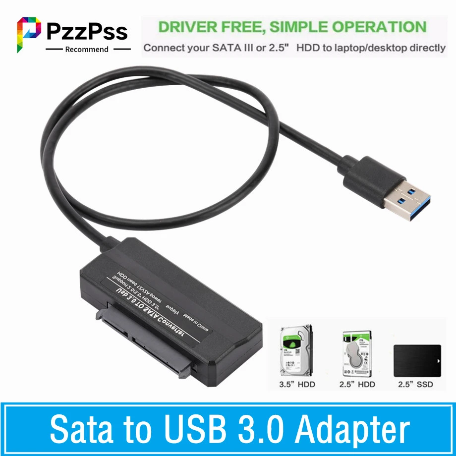 Sata USB 3.0 어댑터 케이블 USB SATA 3 케이블 지원 22 핀 2.5 3.5 인치 외장형 HDD SSD 하드 ...