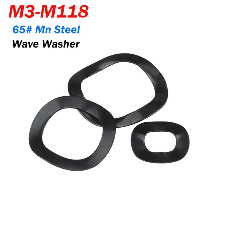 1-100PCS Black 65# Mn Steel Wave Washer M3 M4 M5 M6 M8 M10 M12 M14 M16 ...