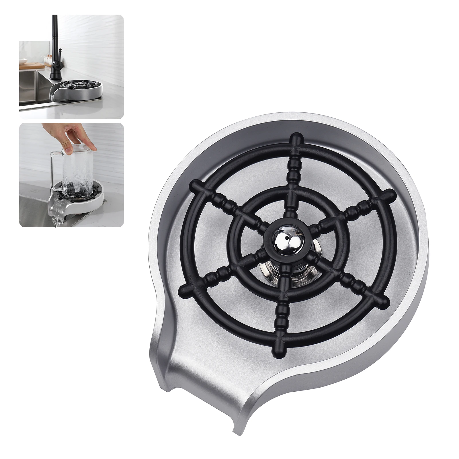 New-Kitchen-Sink-Glass-Washer-Metal-Brushed-Nickel-Cup-Washer-Faucet ...