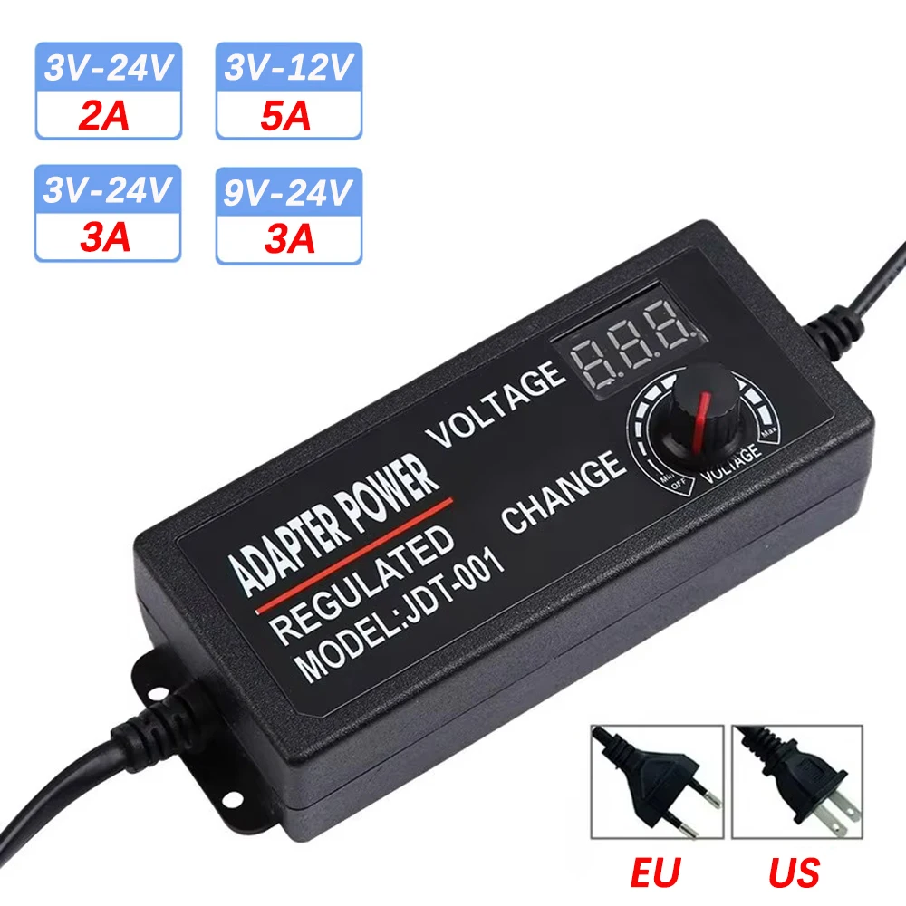 Adjustable Power Supply Adapter AC To DC 3V 9V 12V 24V Universal ...