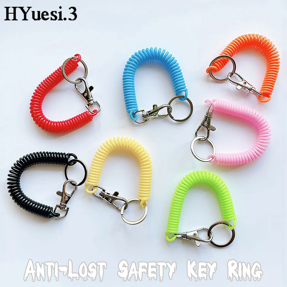 Colourful-Retractable-Spring-Coil-Keychain-Anti-Lost-Stretch-Cord ...