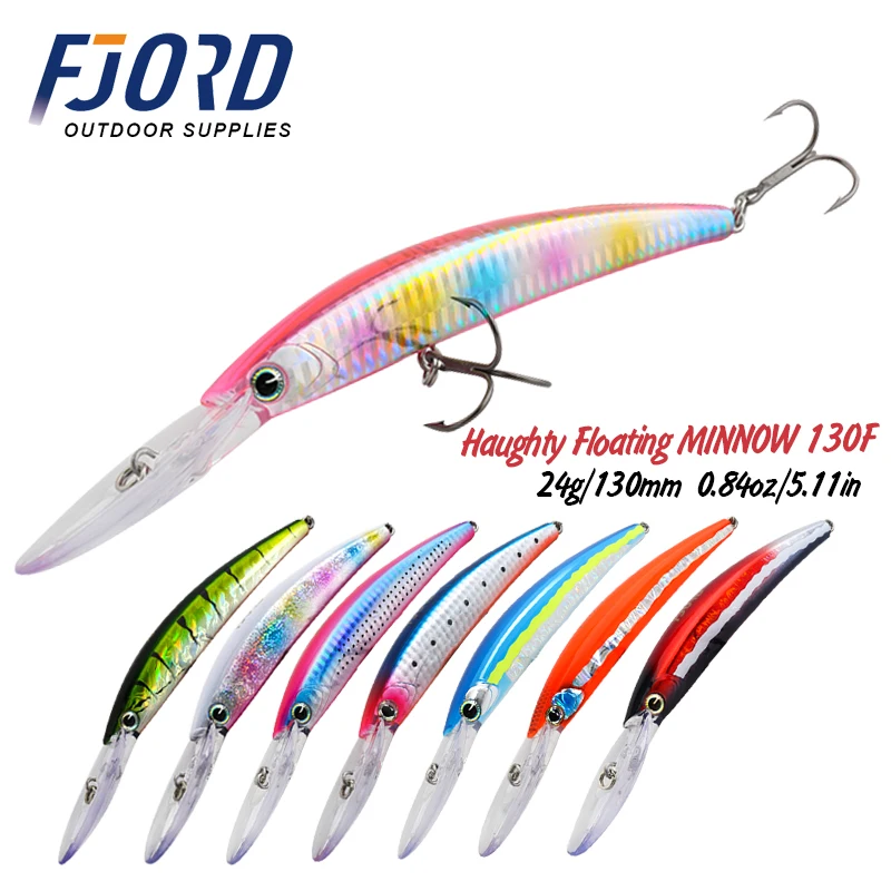 FJORD-130mm-24g-Floating-Minnow-Surface-Fishing-Lure-Pike-Sea-Long-Tongue-Crankbait-Wobbler ...