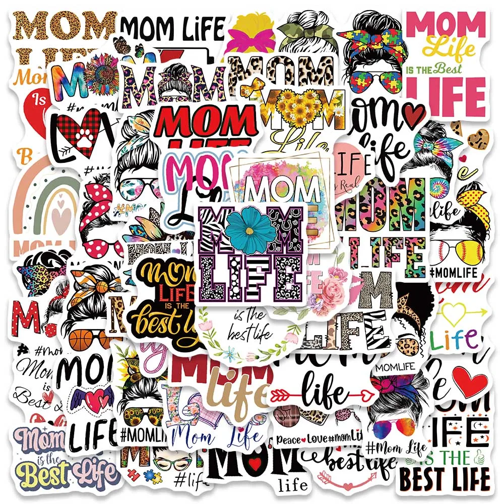 50PCS-Mom-Life-Graffiti-Cartoon-Waterproof-Sticker-Suitcase-Notebook ...