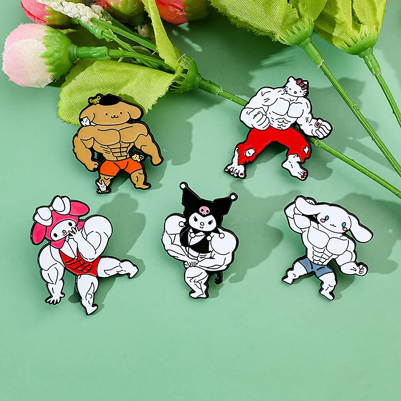 Broches-de-figura-de-Anime-Kawaii-Muscle-Sanrio-alfileres-de-solapa ...