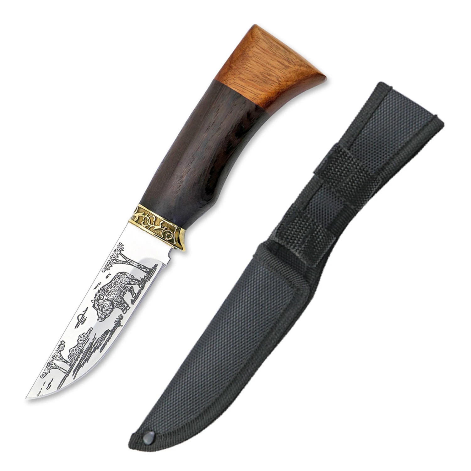 Mengoing Chicken Wing Wood Handle Fixed Blade Knife Cut Meat Self-defense Carving Blade Tactical ...