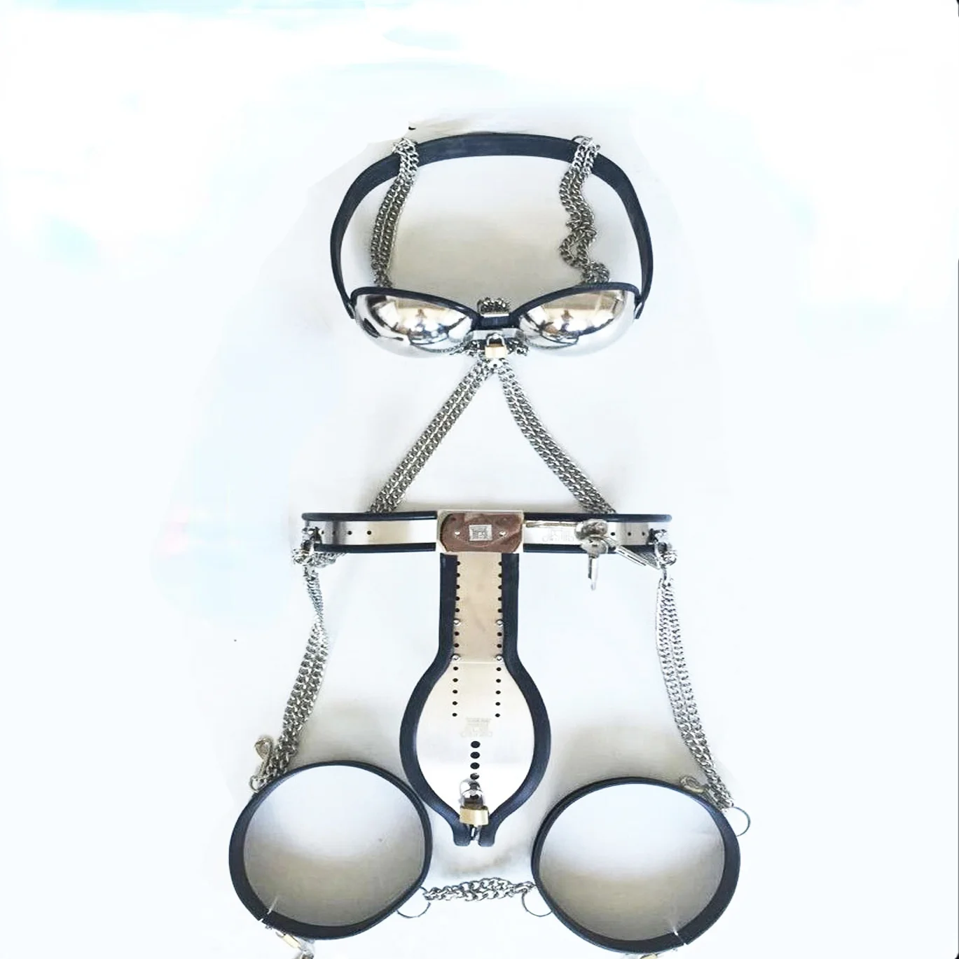 3pcs Stainless Steel Male Chastity Belt Device Restraint Thigh Cuffs ...