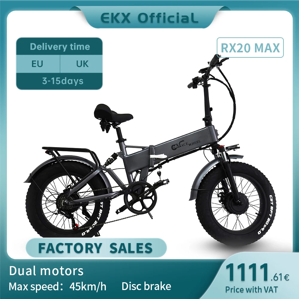 EKX RX20 Max Dual Motor Electric Bicycle 1500W 48V 17AH 20Inch Fat Tire ...