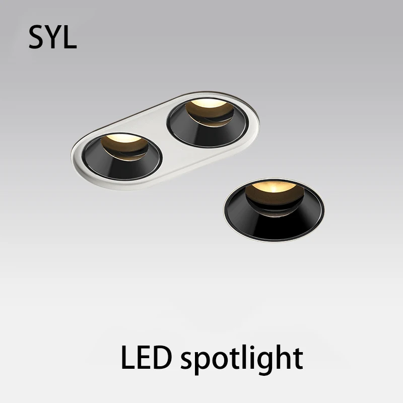 Borderless LED Spotlights Double Heads COB Spot Light Round Embedded ...