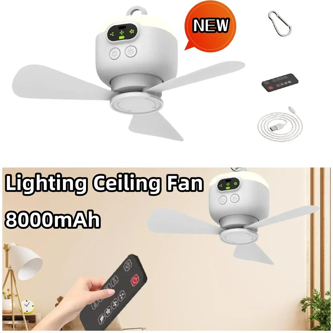 New-Lighting-USB-Rechargeable-Ceiling-Fan-8000mAh-Battery-Large ...