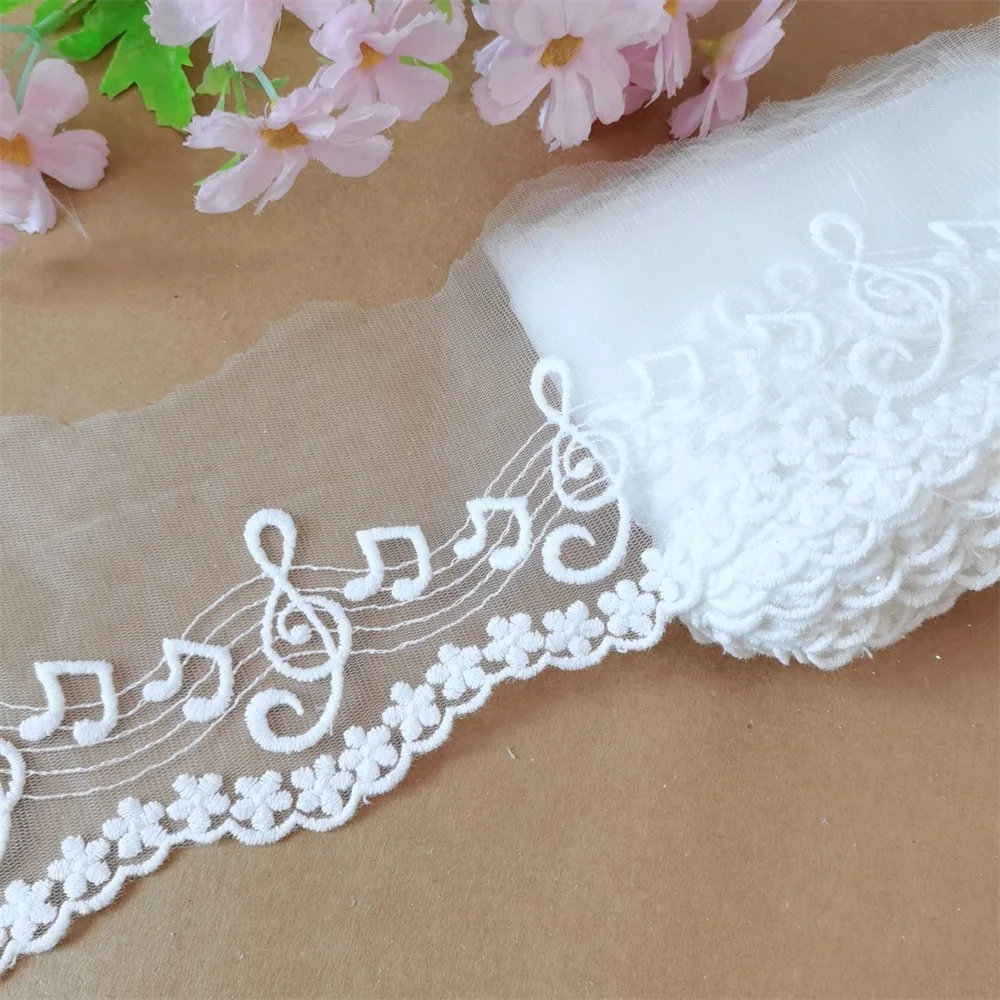 10cm Wide 10yard/lot Music Symbol Embroidered Lace Trim Musical Note ...