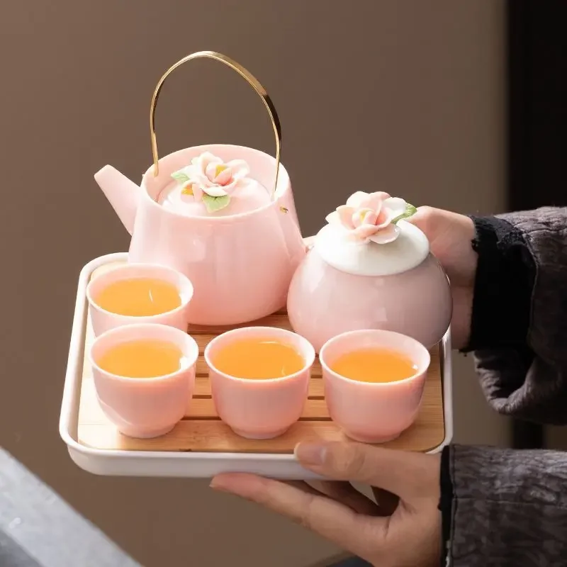 Pure-Handmade-Sticky-Flower-Loop-Handled-Teapot-Portable-Kung-Fu-Tea ...
