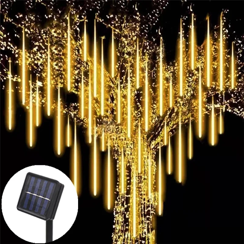 Solar-Led-Light-Outdoor-Meteor-Shower-Rain-Lights-Waterproof-Garden ...
