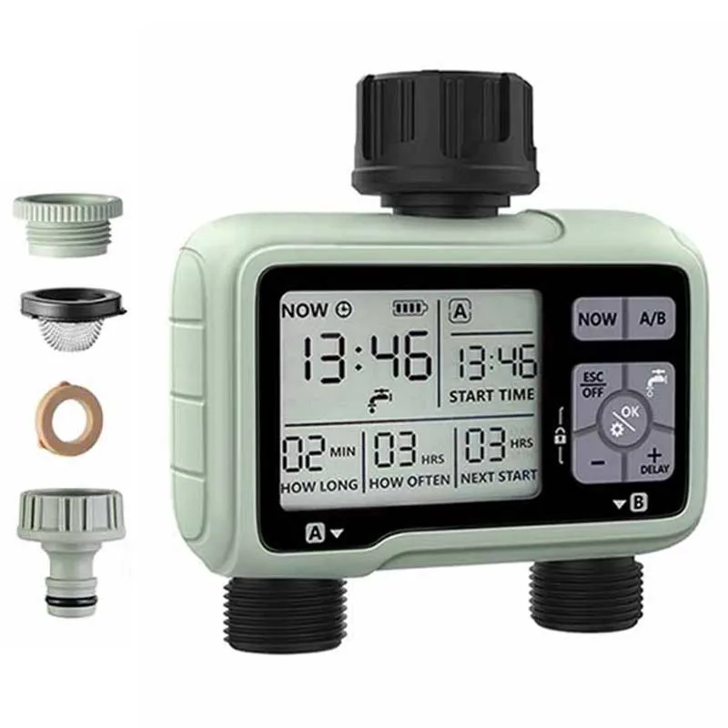 Large Screen Display Irrigation Controller Outdoor 2 Zone Programmable ...
