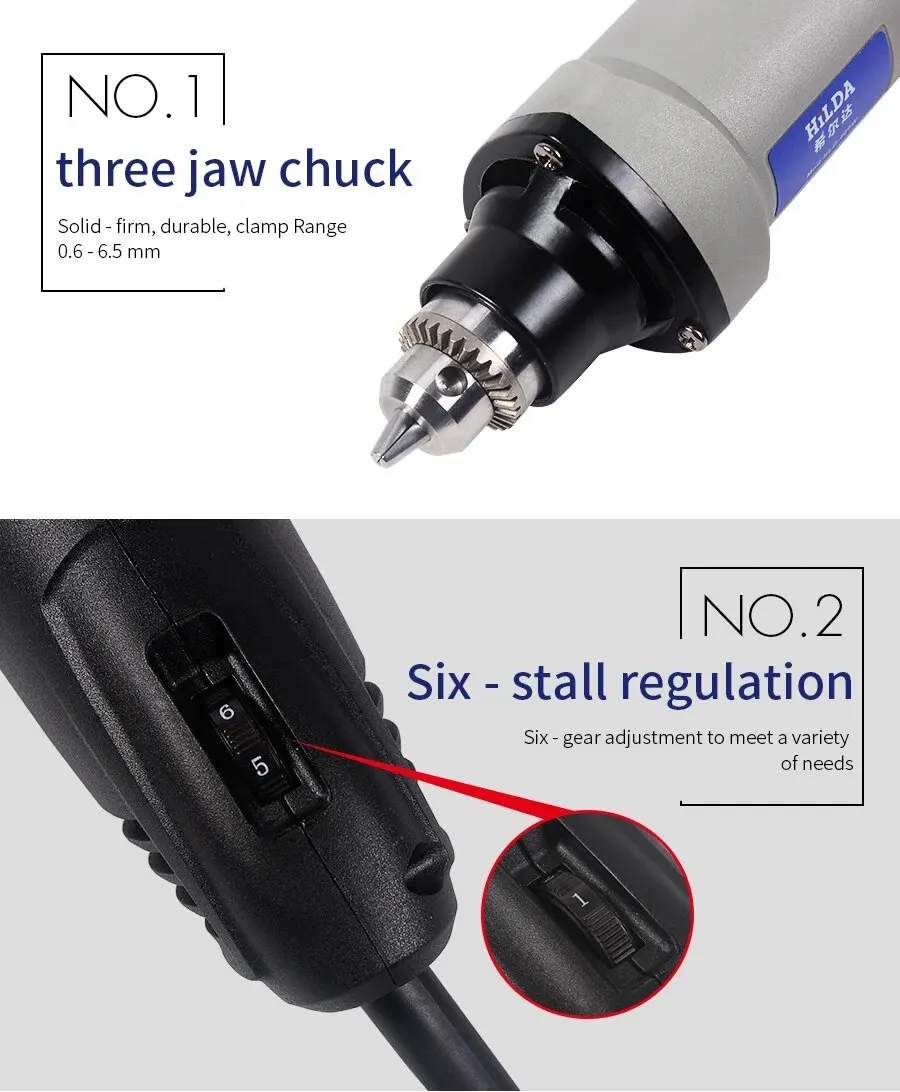 Electric Rotary Tool - Variable Speed, 400W Mini Drill with 6 Position Settings, Ideal for ...