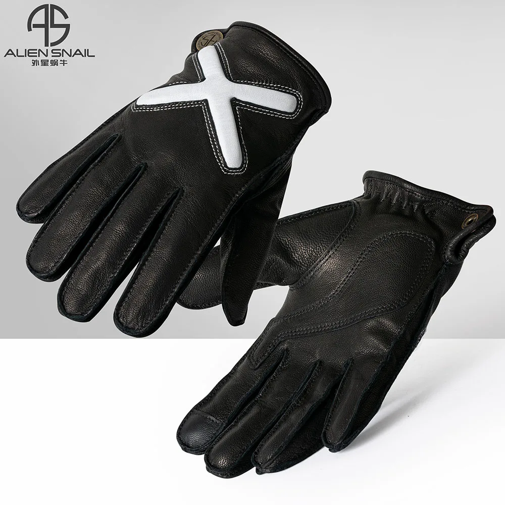 ALIEN-SNAIL-Full-Finger-Motorcycle-Gloves-Leather-Guantes-Moto-Verano ...