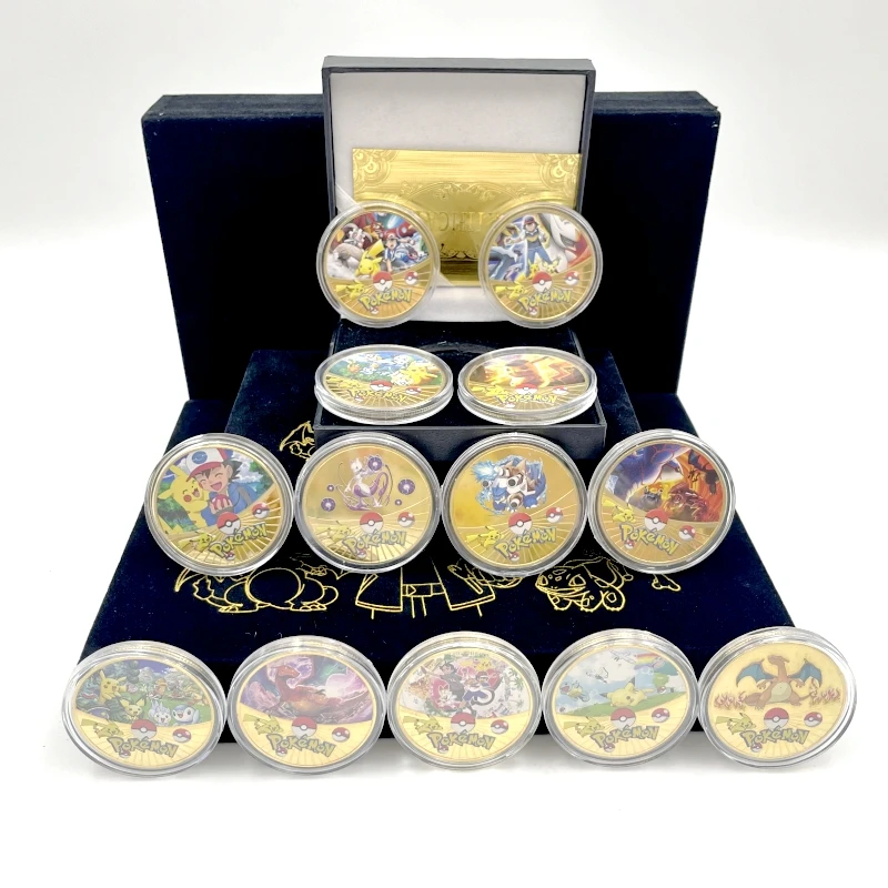 Generic Box-Packed Pokemon Gold Coins Metal Mewtwo Coins Anime ...