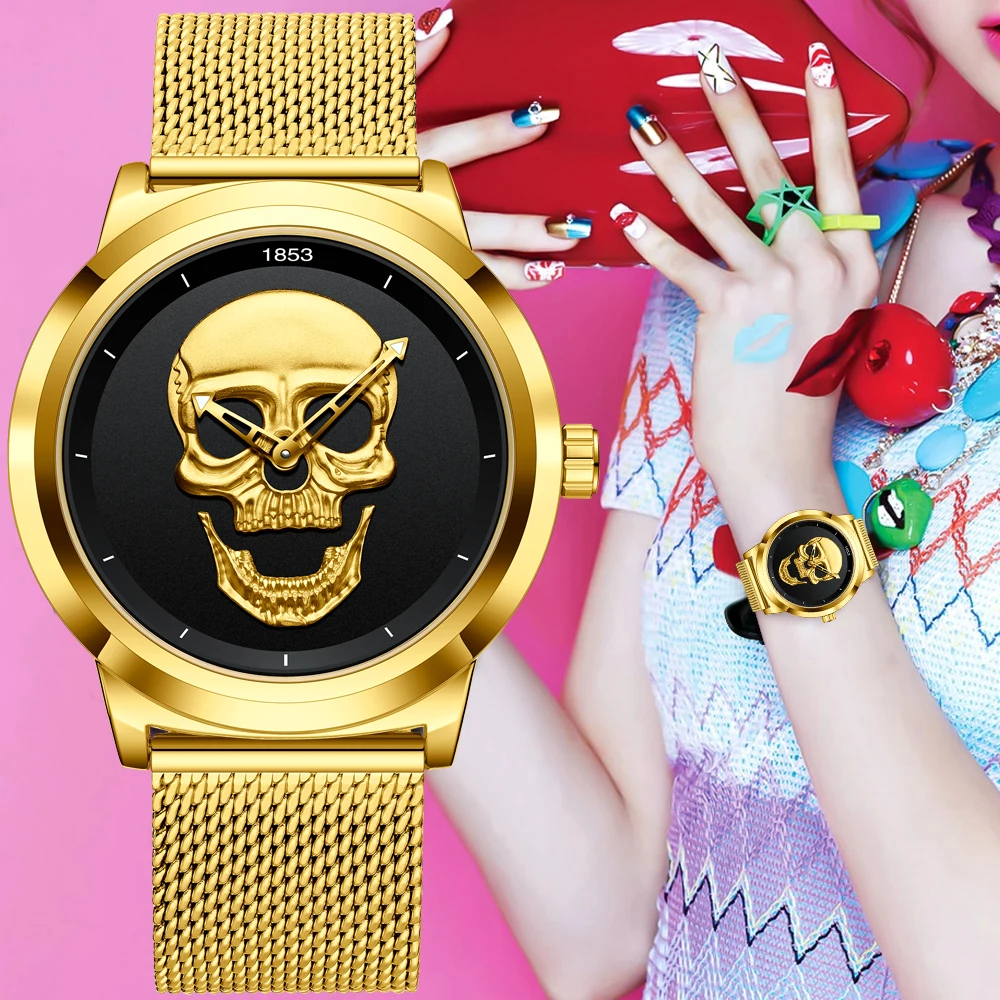 LIGE Creative Skull Design Watch Ladies Top Brand Luxury Women Watch ...