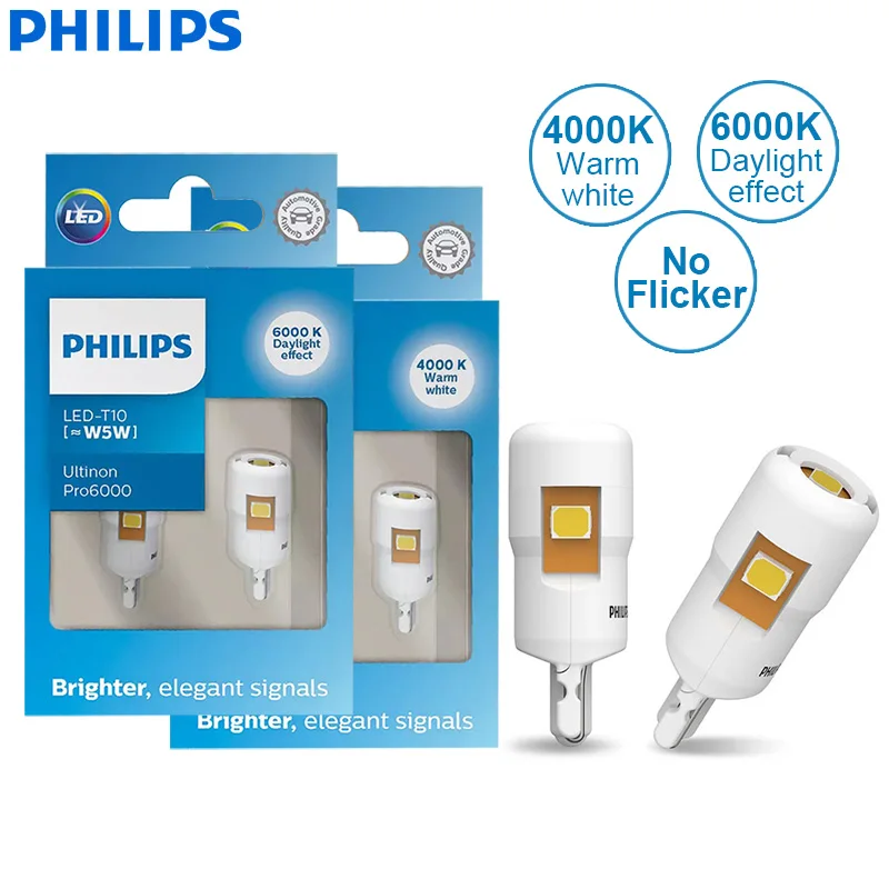 Philips-LED-T10-W5W-194-Ultinon-Pro6000-4000K-6000K-Bright-White-Auto ...