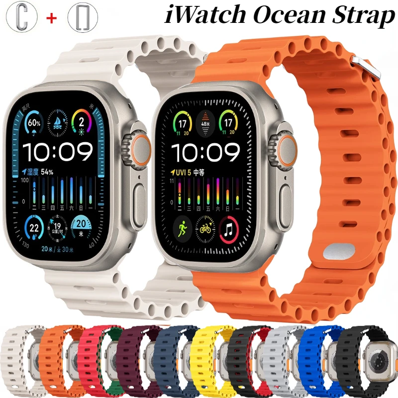 Ocean-Silicone-Strap-For-Apple-Watch-Band-UItra-2-49mm-10-9-8-7-46mm ...