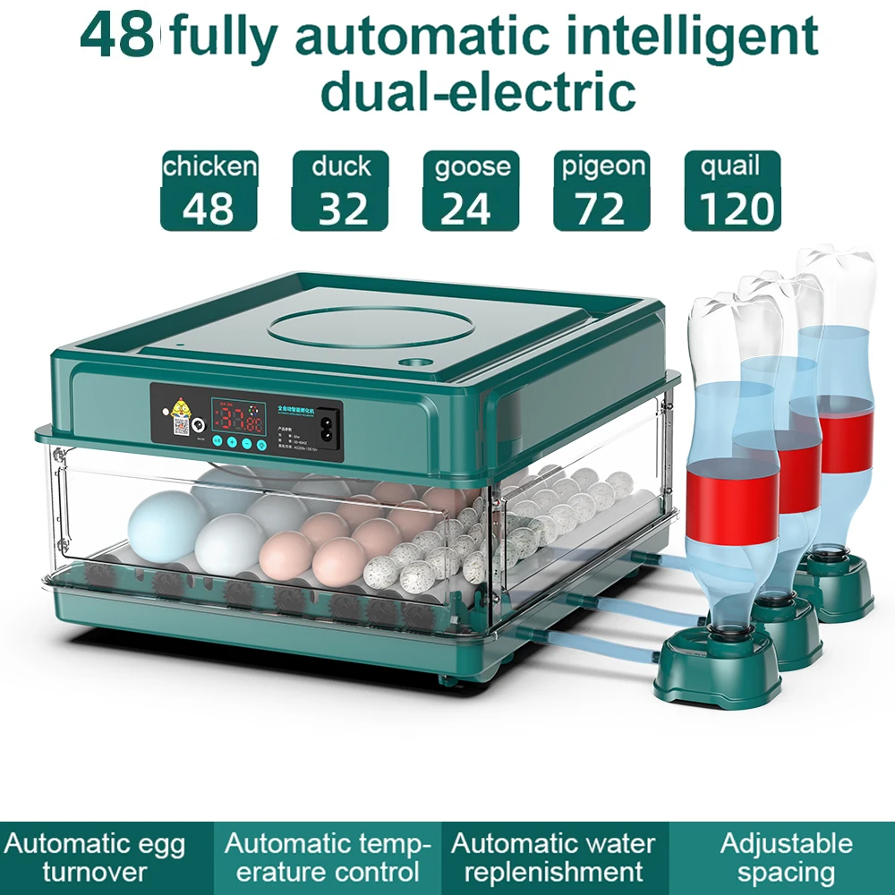 48-Eggs-Incubator-Fully-Automatic-Turning-Hatching-Brooder-Farm-Bird ...