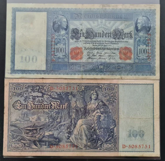 Notas originales De Alemania, 1910, 100, coleccionables Fuera De uso ...