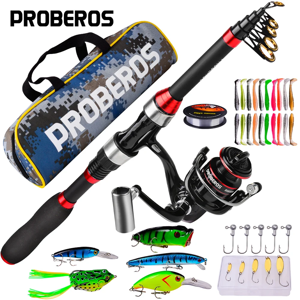 PROBEROS Combo de pesca de fundición telescópica, caña ultraligera ...